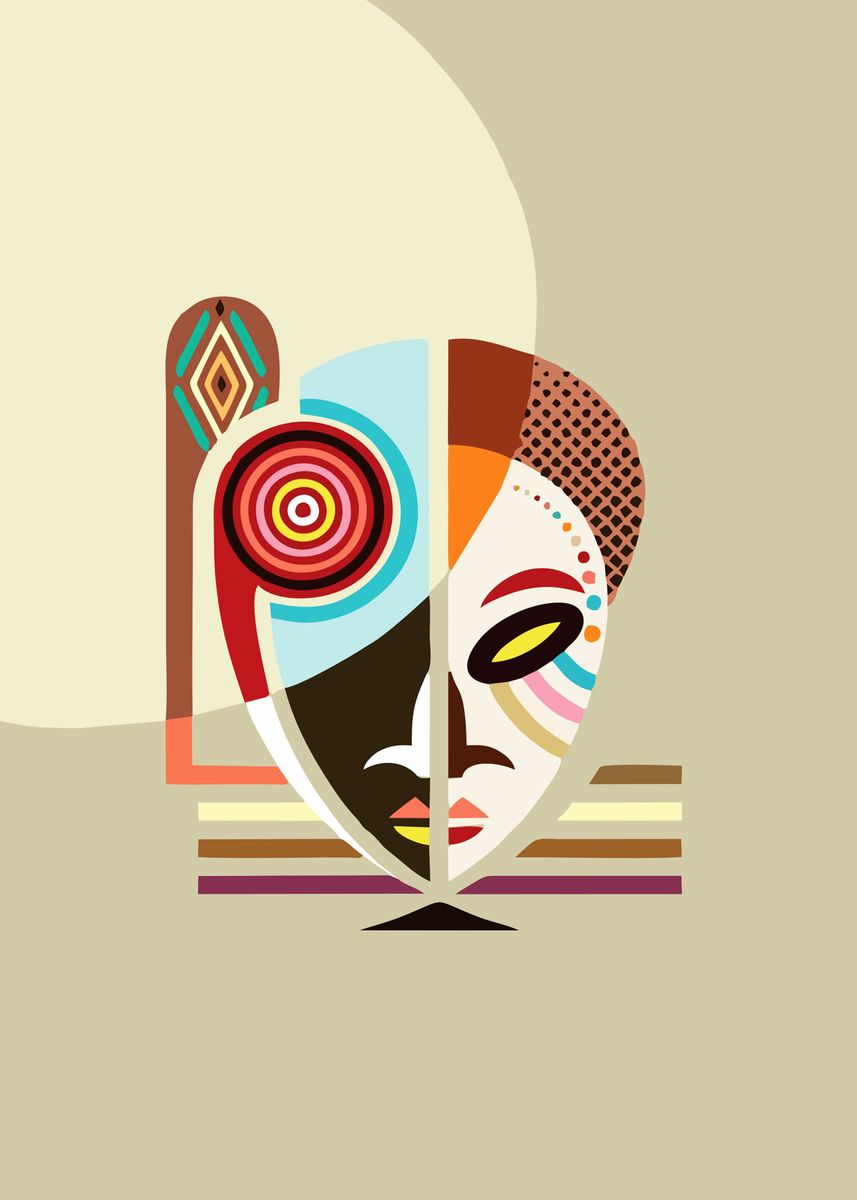 'african mask' Poster, picture, metal print, paint by MAD DOG | Displate