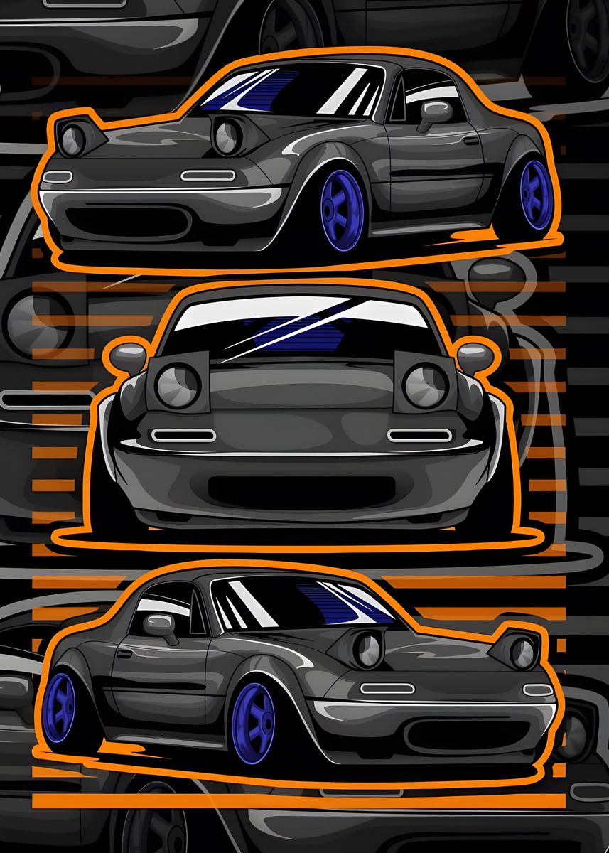 'Mazda MX5 Miata ' Poster, picture, metal print, paint by Alex Romiro ...