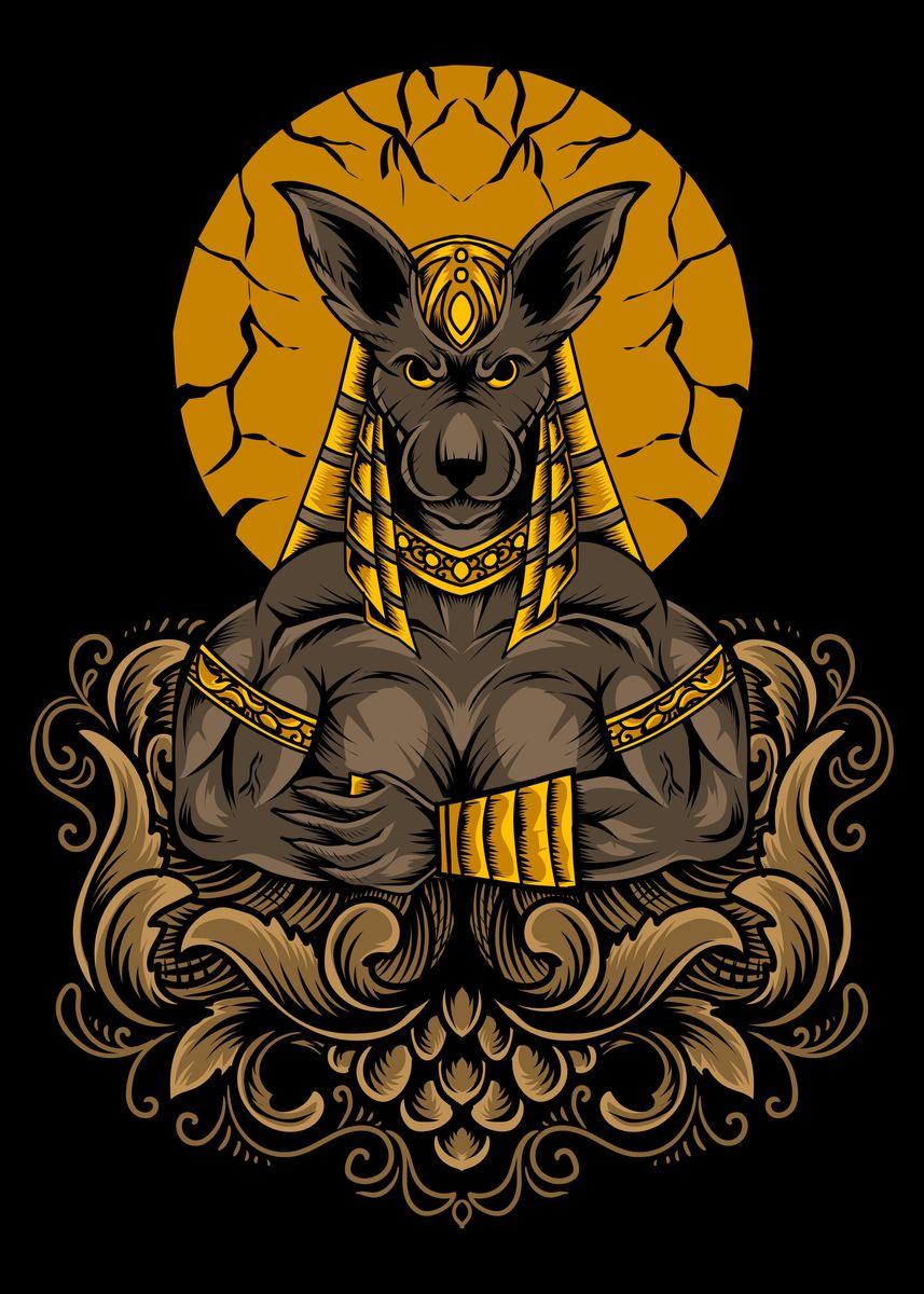 'The Egyptian Anubis' Poster, picture, metal print, paint by Aamir ...
