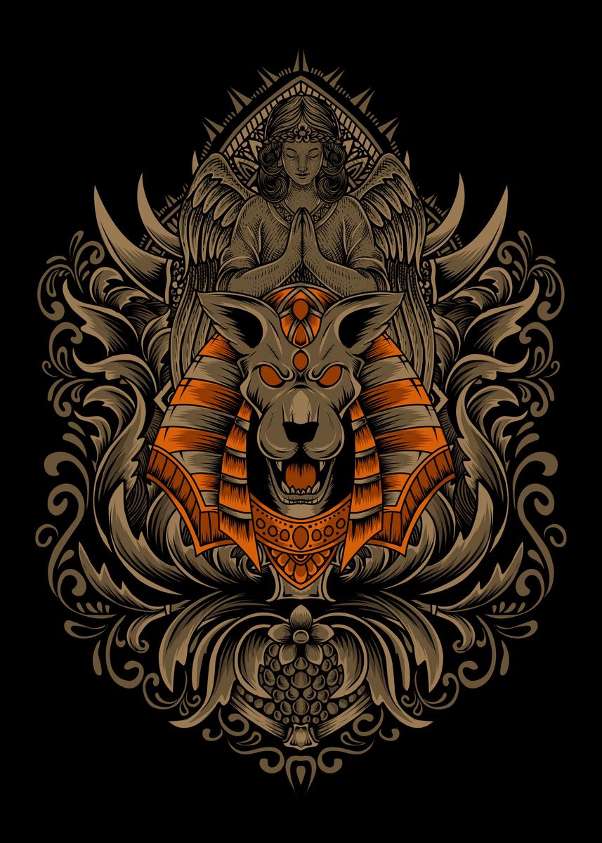 'The Egyptian Anubis' Poster, picture, metal print, paint by Aamir ...