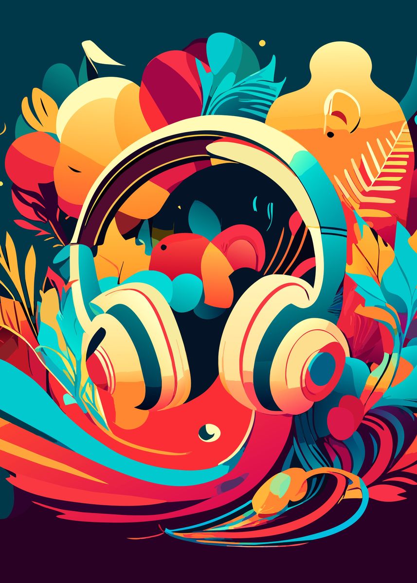 'Abstract Music Headphones' Poster by crbn design | Displate