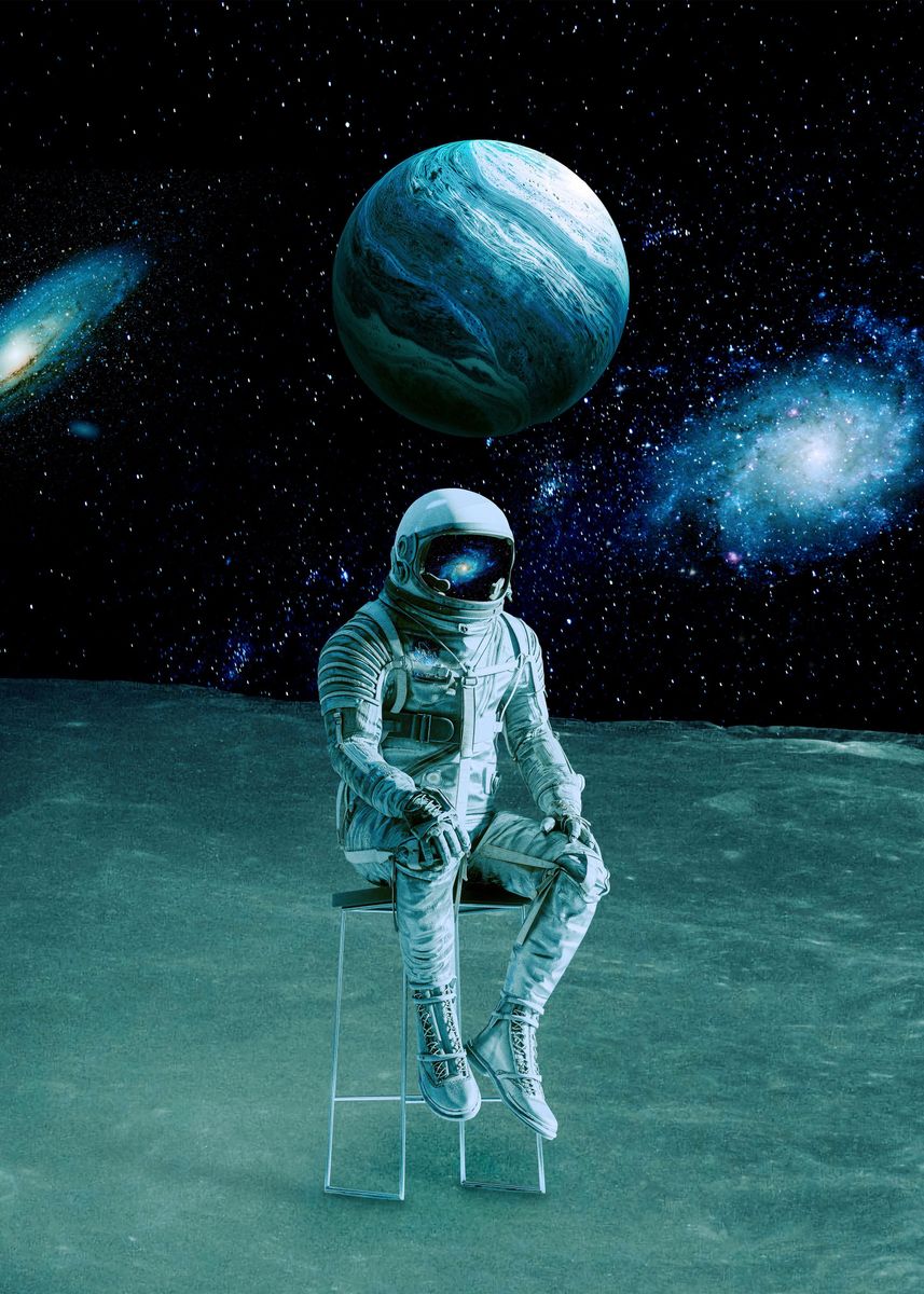 'Astronaut on Earth Surface' Poster, picture, metal print, paint by ...