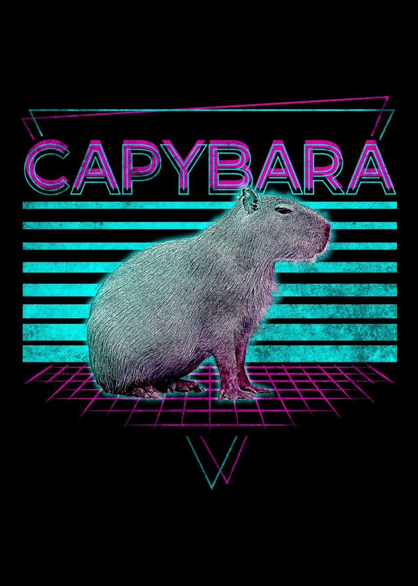 'Capybara Retro' Poster, picture, metal print, paint by AestheticAlex ...