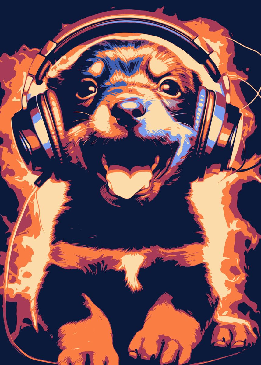 'puppy 2' Poster, picture, metal print, paint by Kamelyon | Displate