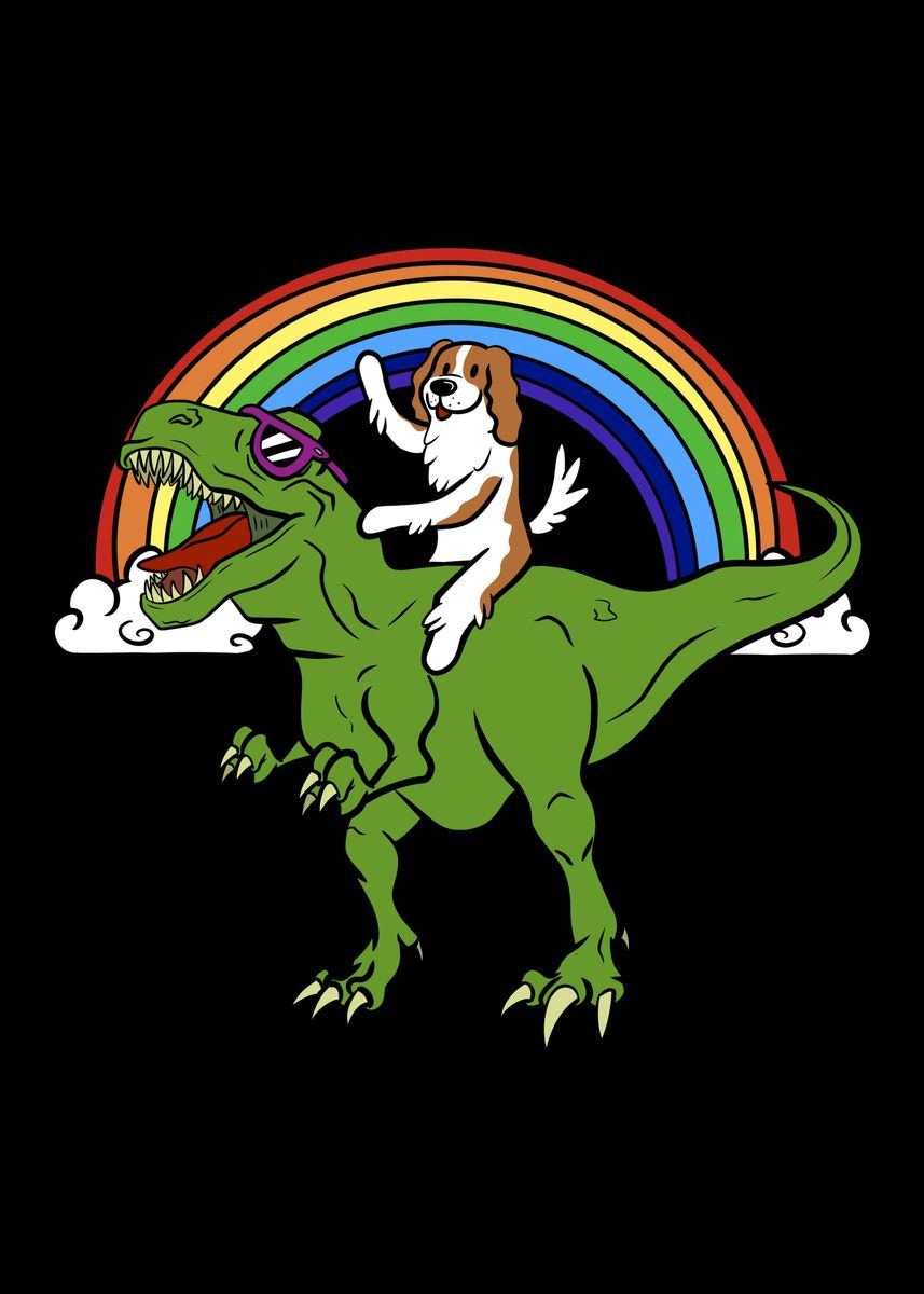 'Cavalier T Rex Dinosaur' Poster, picture, metal print, paint by ...