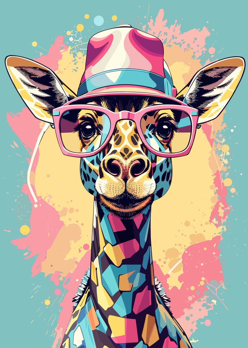 'Whimsical Giraffe Pastel' Poster, picture, metal print, paint by ...