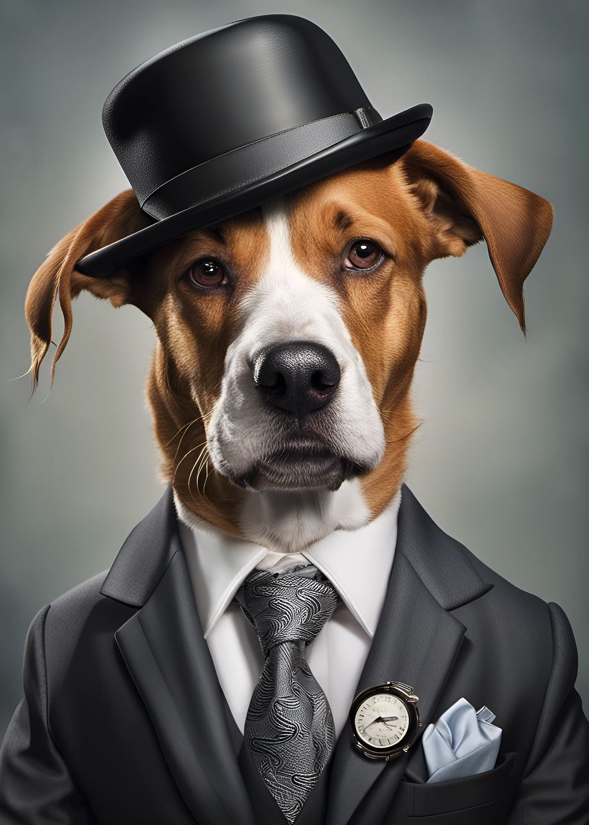 'Stylish dog' Poster, picture, metal print, paint by Helinton ...