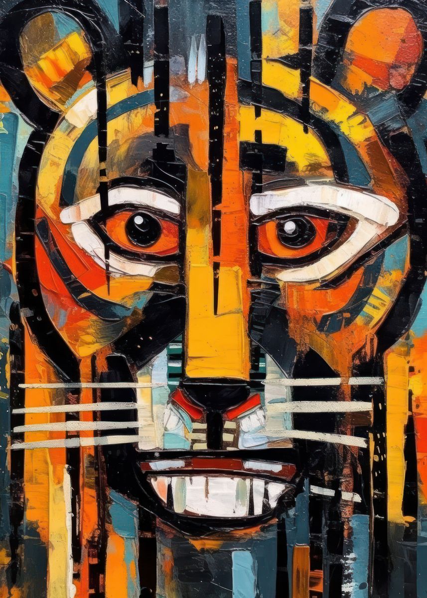 'Abstract Tiger Portrait' Poster, picture, metal print, paint by Usama ...