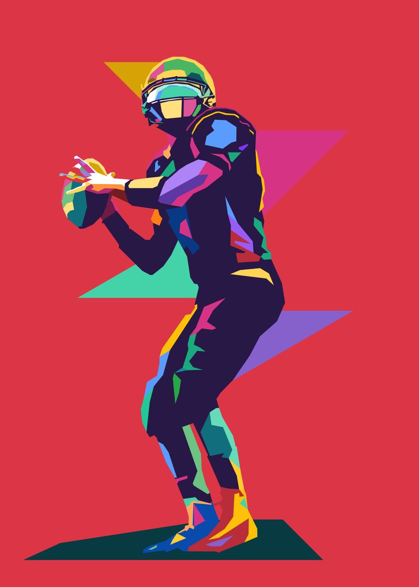 'American Football Pop Art' Poster, picture, metal print, paint by Ro ...