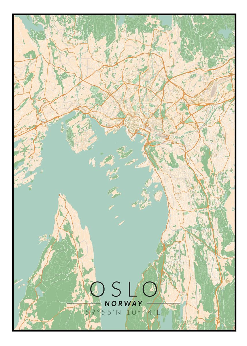 'Oslo Map' Poster, picture, metal print, paint by Posterium Wall Art ...