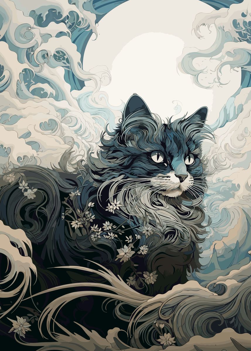 'Ukiyo e Cat' Poster, picture, metal print, paint by Wall Art Physical ...