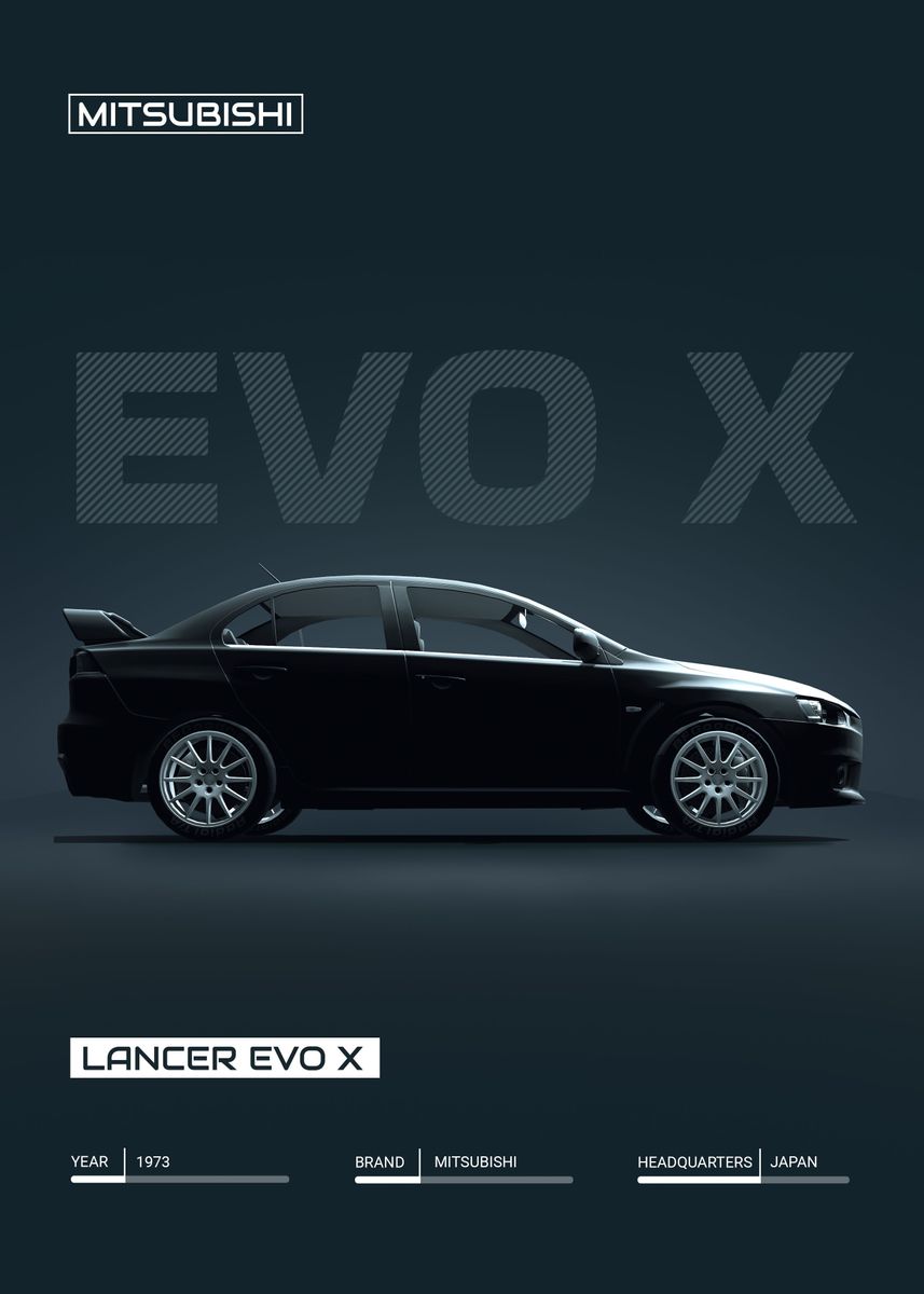 'Mitsubishi Lancer EVO X' Poster, picture, metal print, paint by Basues ...
