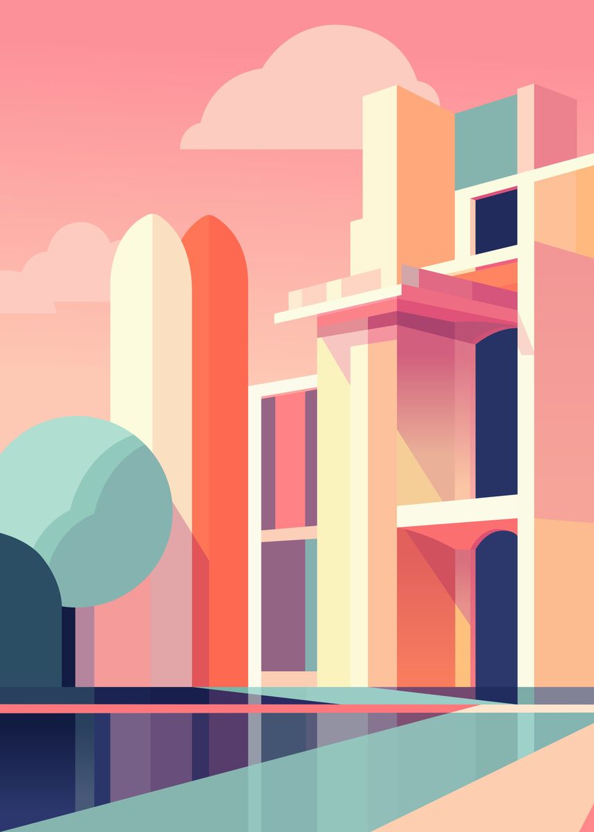 'Building Illustration' Poster, picture, metal print, paint by Nhan ...