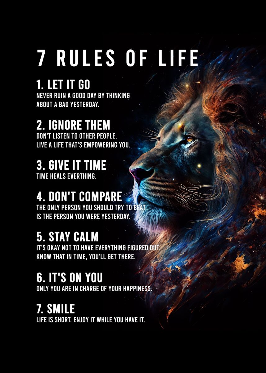 '7 RULES OF LIFE' Poster, picture, metal print, paint by ru ke | Displate