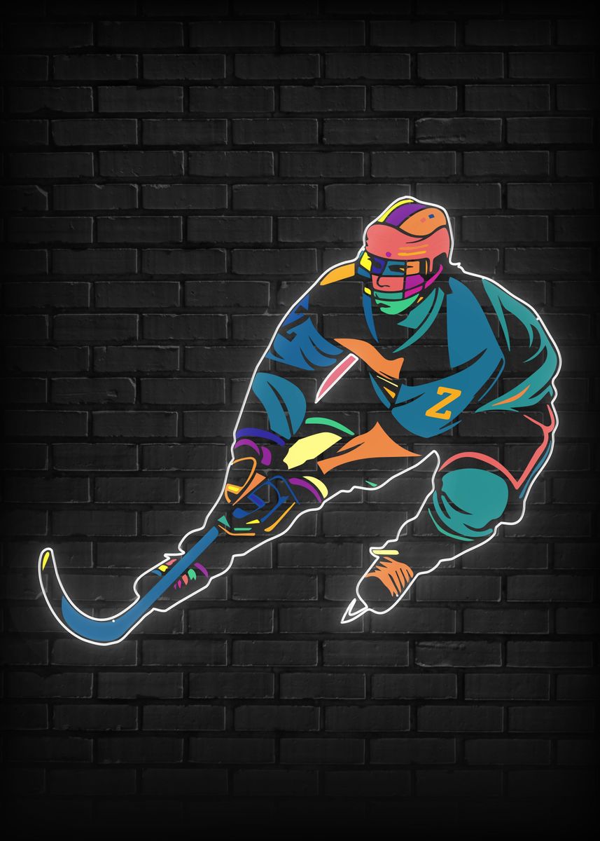 'Hockey player' Poster, picture, metal print, paint by Anderson Felix ...