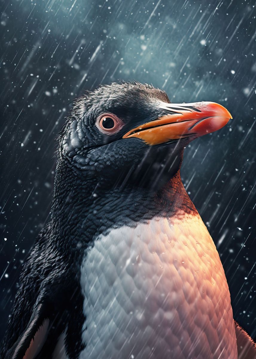 'Penguin Rain' Poster, picture, metal print, paint by DecoyDesign ...