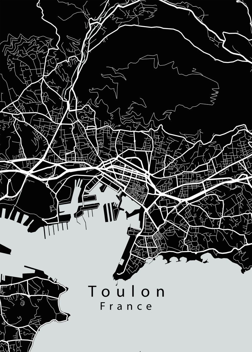 'Toulon France City Map' Poster, picture, metal print, paint by Robin ...