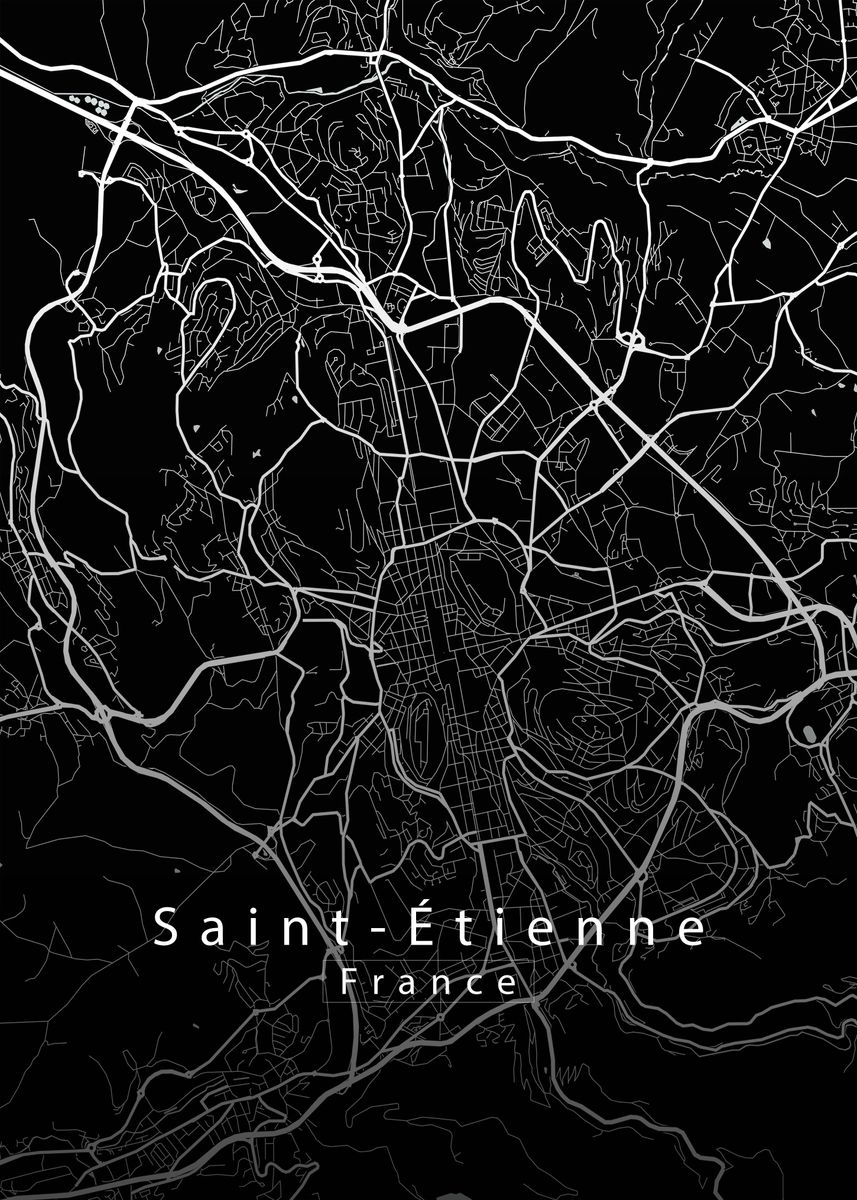 'Saint Etienne City Map' Poster, picture, metal print, paint by Mapique ...