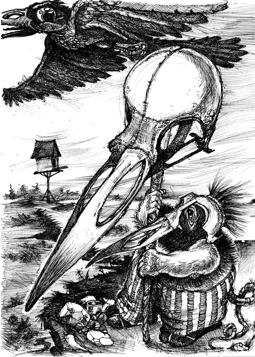 'Pelican Skull Scarecrow' Poster, picture, metal print, paint by Steve ...