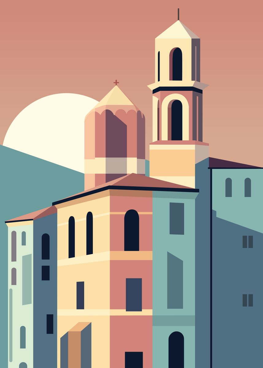 'Italy City Illustration' Poster, picture, metal print, paint by Nhan ...
