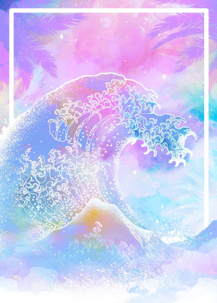 'The Great Wave Light Soul' Poster, picture, metal print, paint by ...