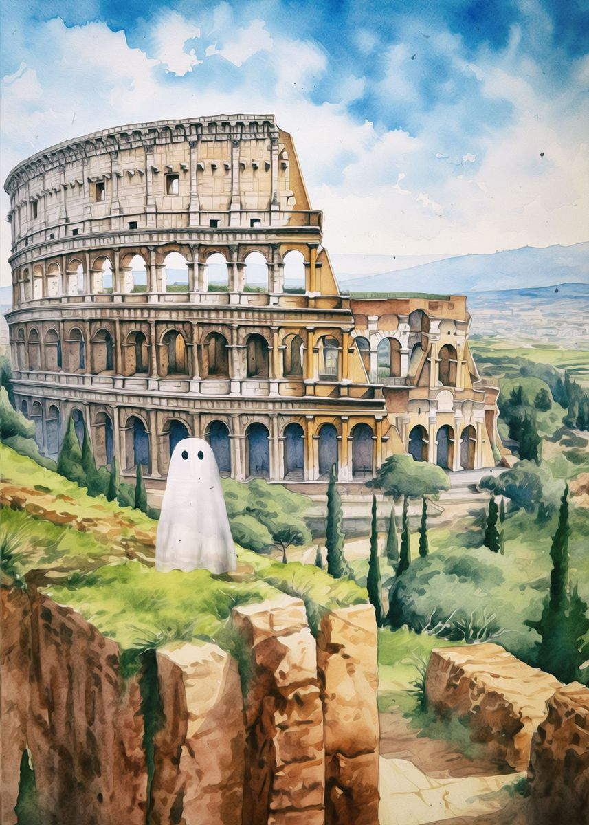 'A Ghost in Italy Colosseum' Poster, picture, metal print, paint by ...