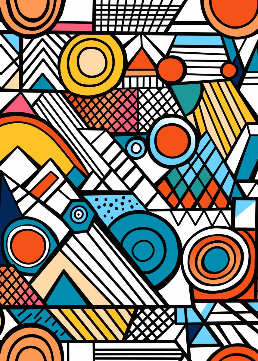 'Geometric Doodle Abstract' Poster by Prawny | Displate