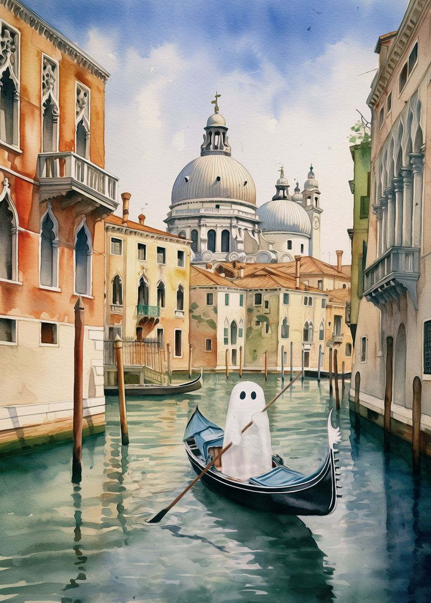 'A Ghost in Venice ' Poster, picture, metal print, paint by Paula Belle Flores | Displate