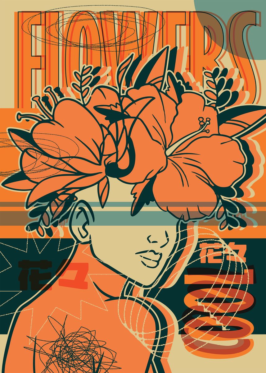 'Woman With Flower Head' Poster, picture, metal print, paint by Cool ...