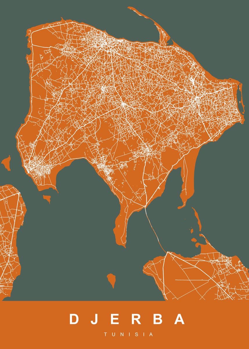 'MAP DJERBA TUNISIA ' Poster, picture, metal print, paint by UrbanMaps ...