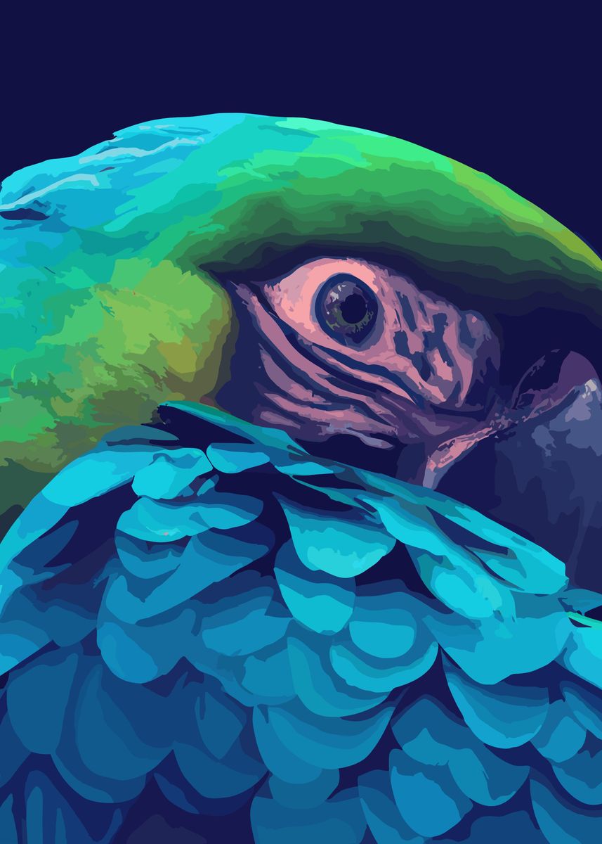 'Colorful Bird Face' Poster, picture, metal print, paint by maxdesign ...