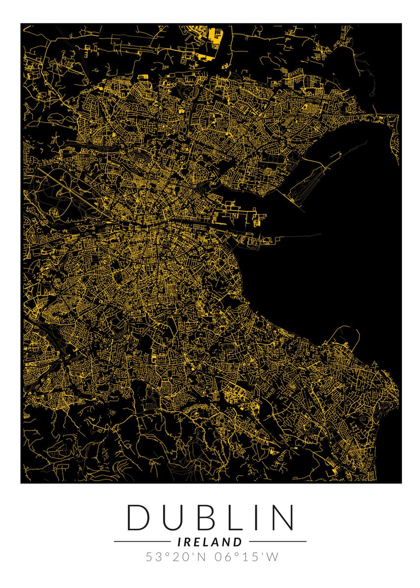 'Dublin Map' Poster, picture, metal print, paint by Posterium Wall Art ...