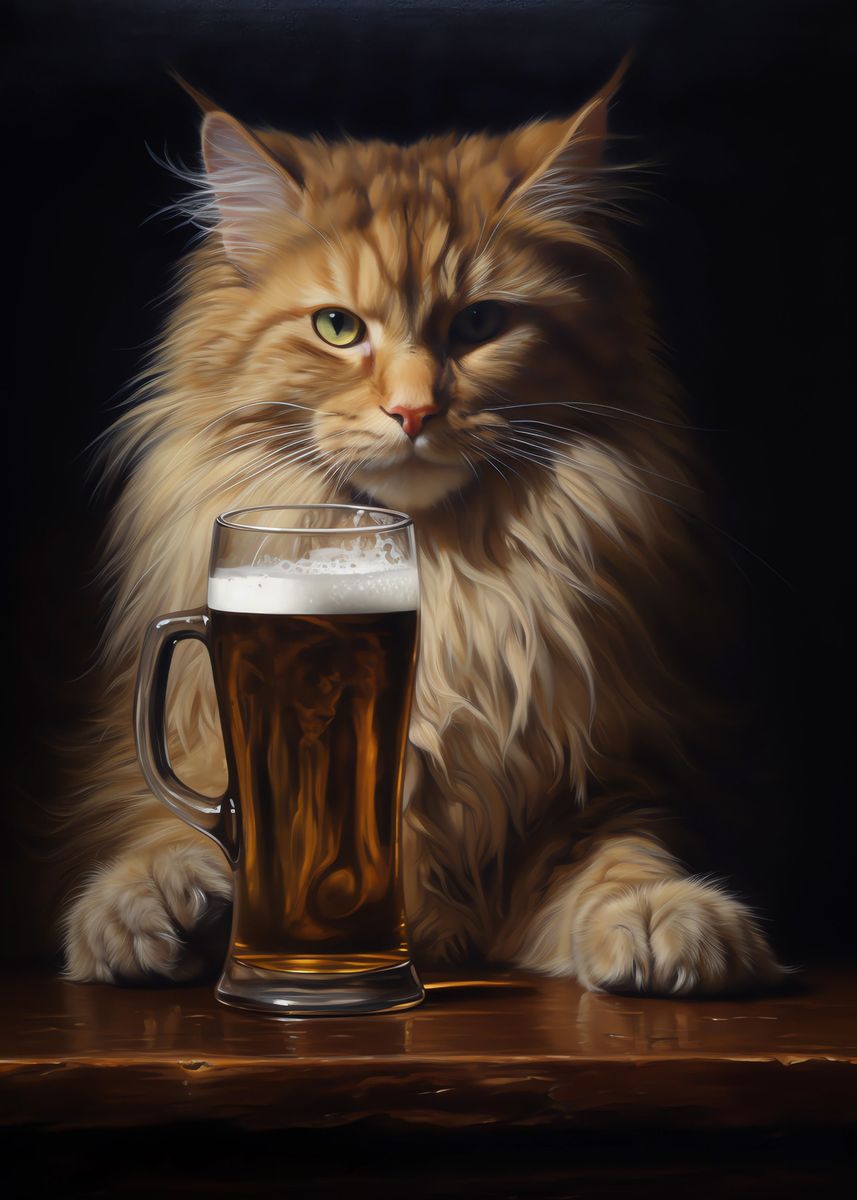 'Kitten X Beer' Poster by Priscilla Palmer | Displate