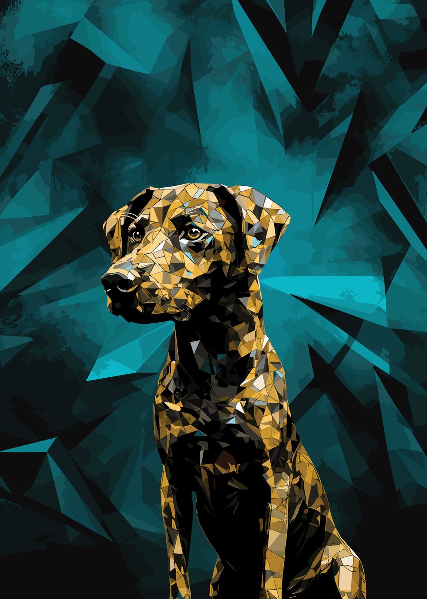 'Blue Geometry Dog' Poster, picture, metal print, paint by Wall Art ...