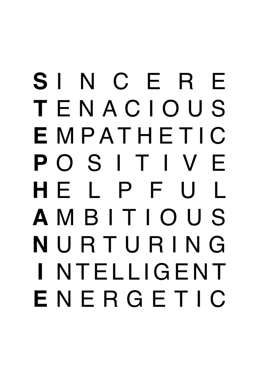 'STEPHANIE' Poster, picture, metal print, paint by MINIMAL QUOTES ...