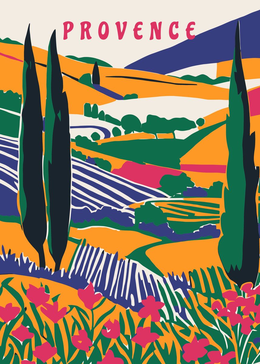 'Provence Travel Poster' Poster, picture, metal print, paint by ...