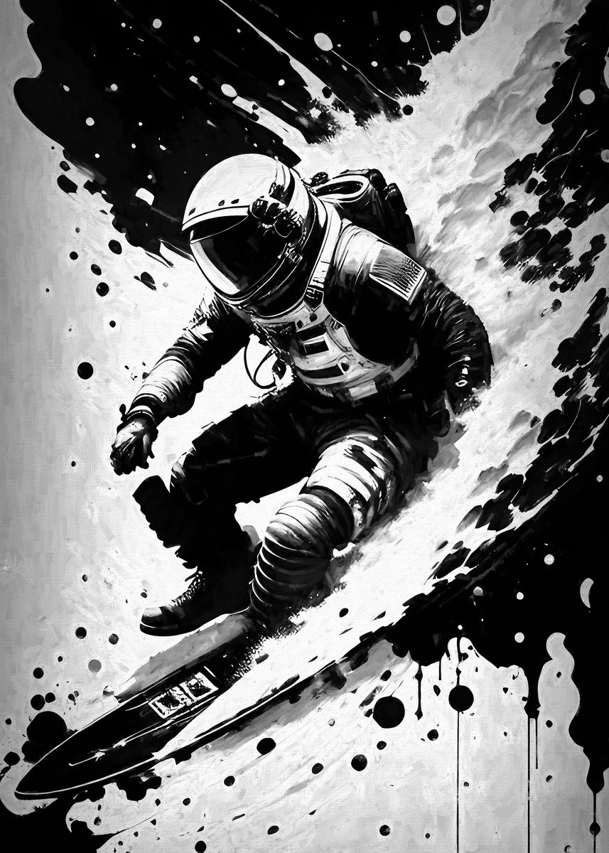 'Surfing spaceman' Poster, picture, metal print, paint by Brian Vegas ...