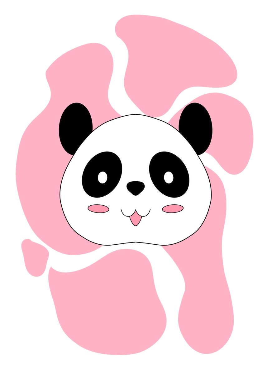 ' Pink Panda Kids' Poster, picture, metal print, paint by Anam Hanif ...