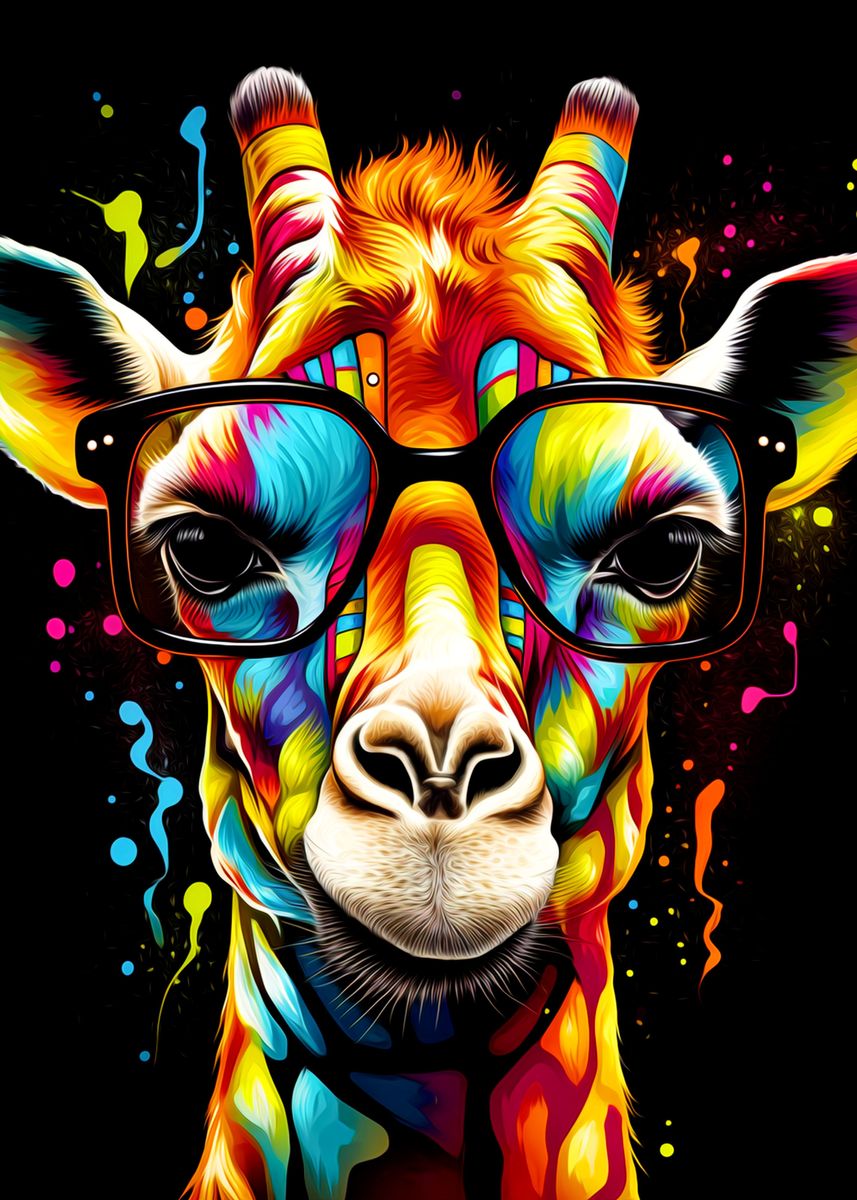 'Colorful Giraffe' Poster, picture, metal print, paint by davisd lee ...