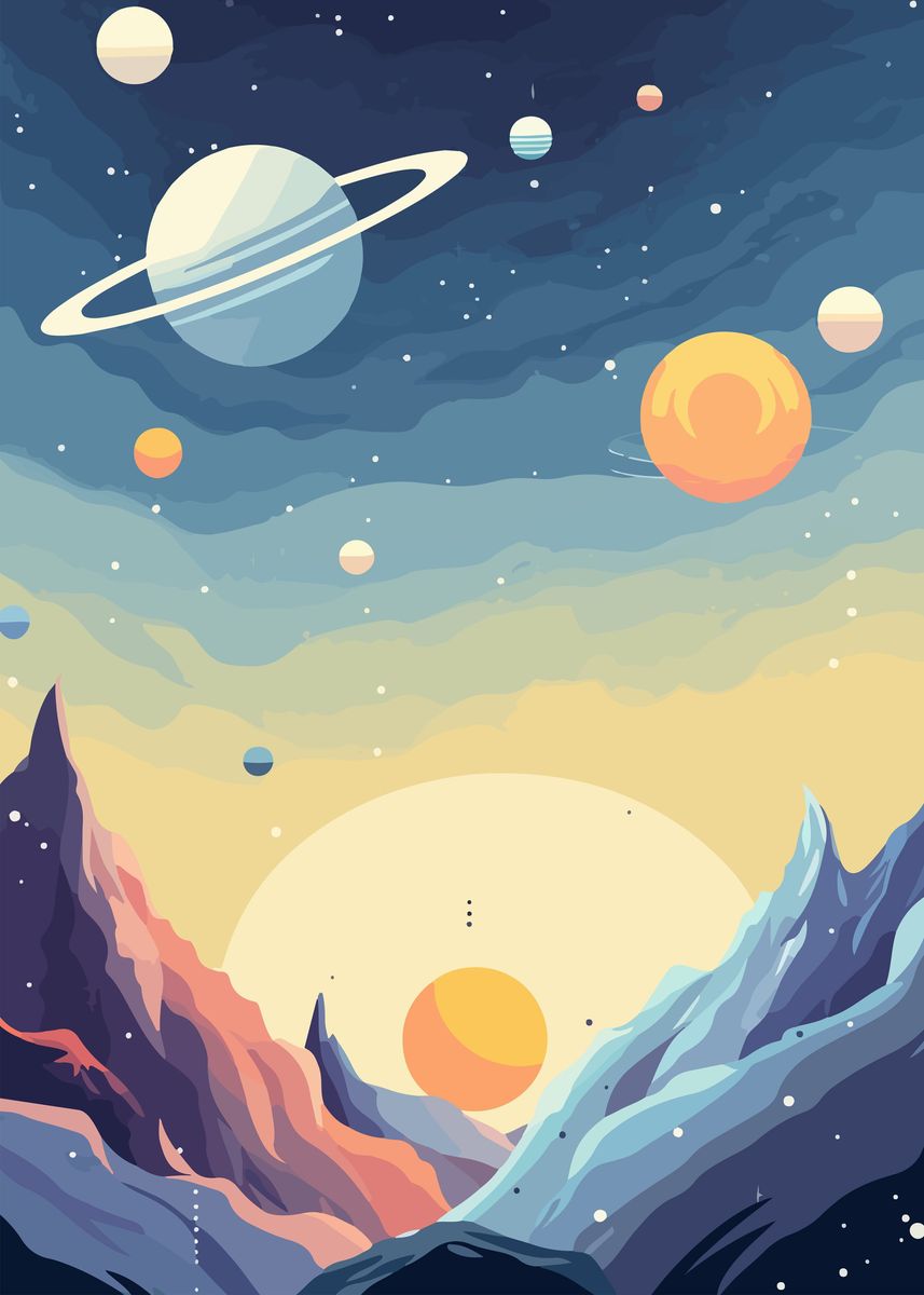 'Planets Illustration' Poster, picture, metal print, paint by Djademan ...