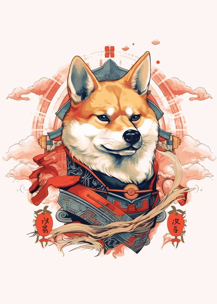 'Dog Japanese Animals' Poster, picture, metal print, paint by Aamir ...