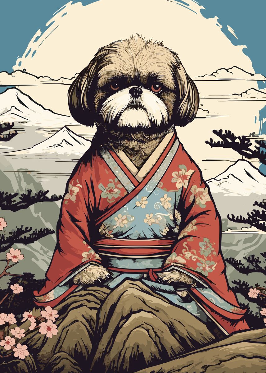 'Dog Japanese Animals' Poster, picture, metal print, paint by Aamir ...