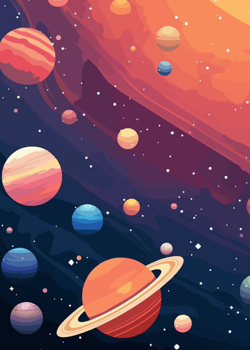 'Planets Illustration' Poster, picture, metal print, paint by Djademan ...