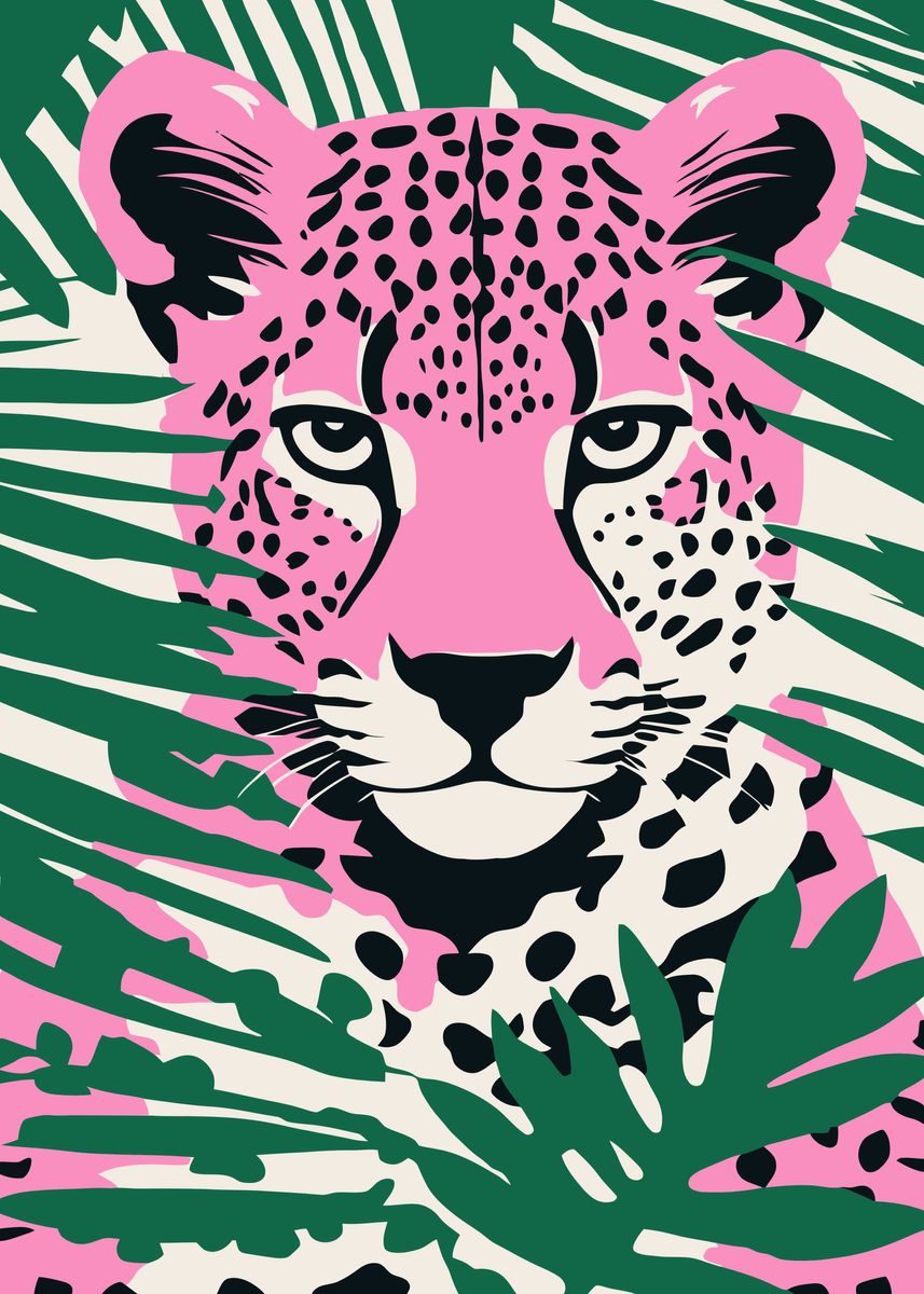 'Pink Jungle Cheetah' Poster, picture, metal print, paint by ...