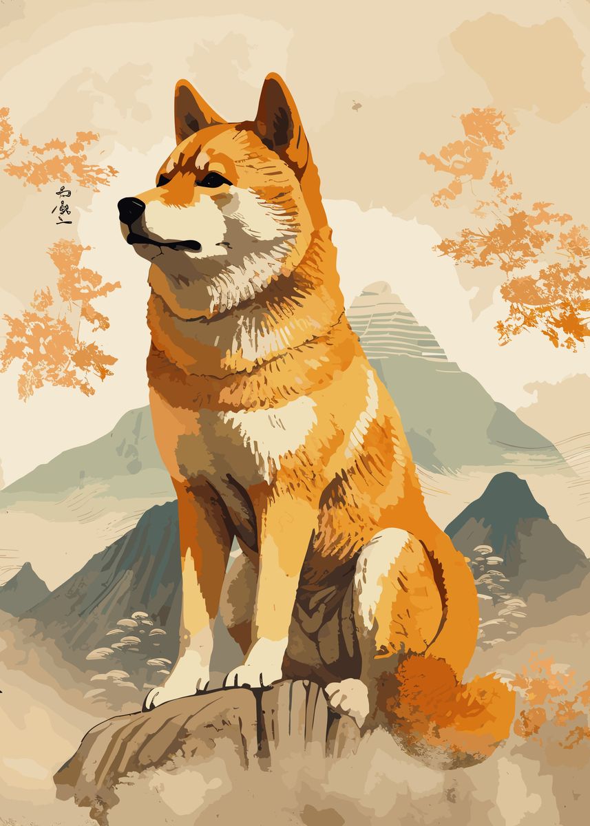 'Dog Japanese Animals' Poster, picture, metal print, paint by Aamir ...