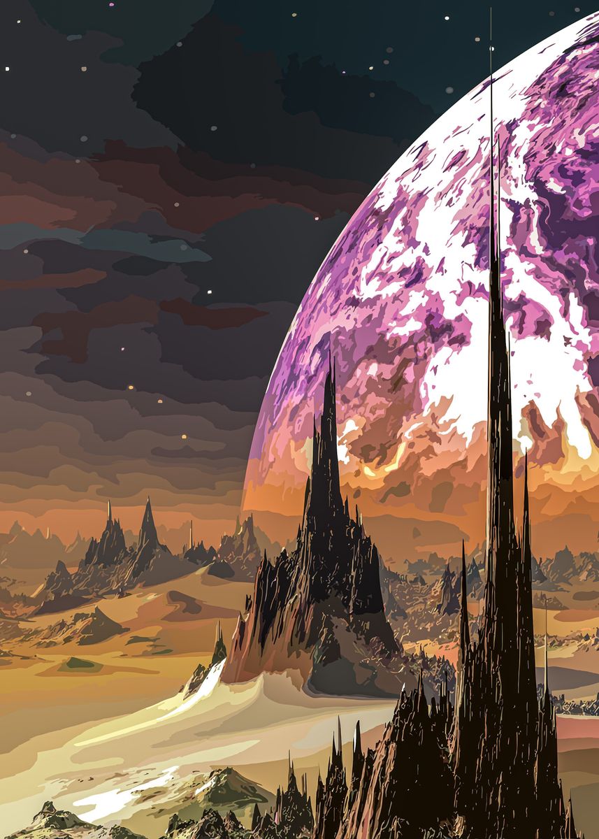 'Purple Desert Planet' Poster, picture, metal print, paint by Brandon ...