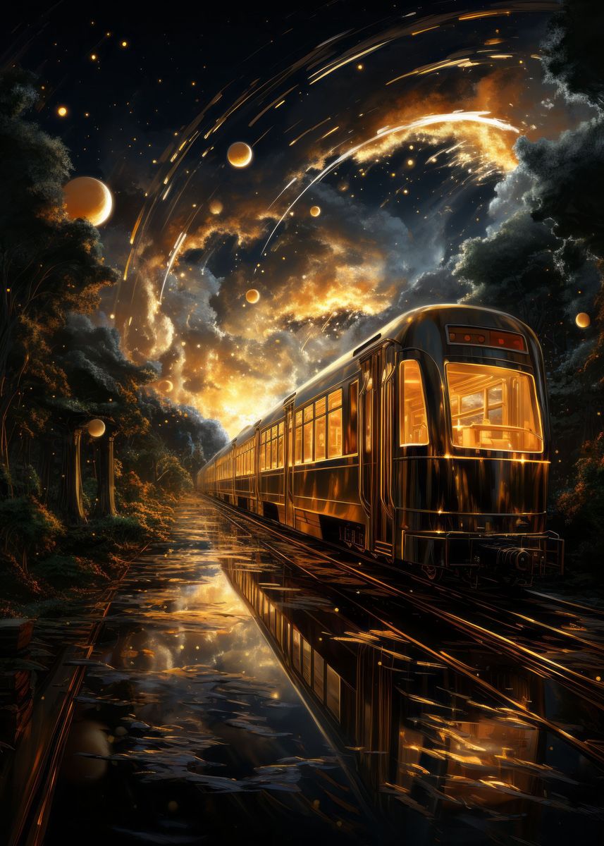 'Golden Odyssey Express' Poster, picture, metal print, paint by ...