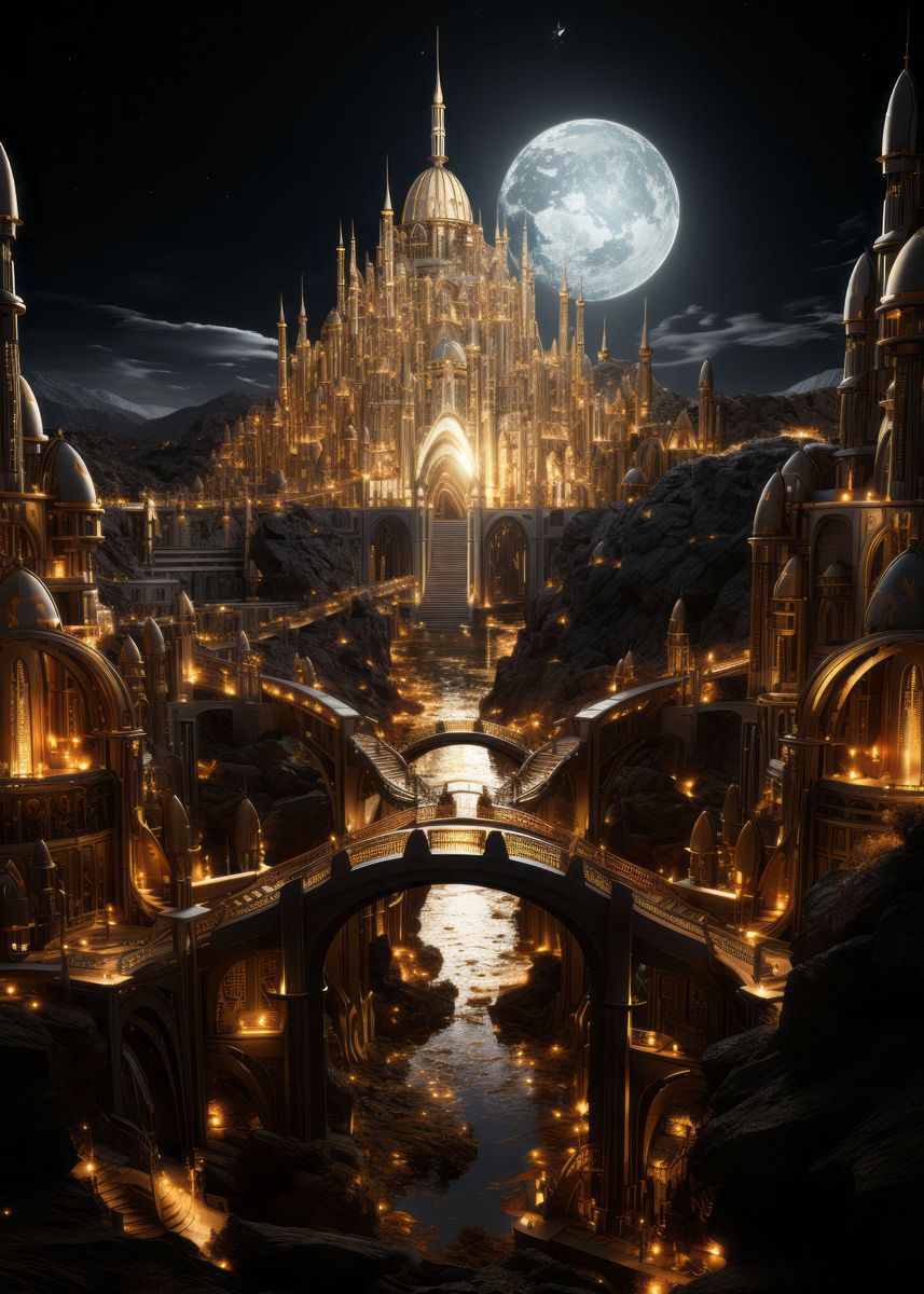 'Skyborne Alien Metropolis' Poster, picture, metal print, paint by ...