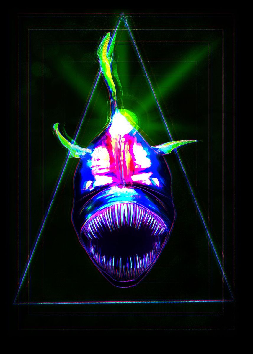 'Retro Seadevil Anglerfish' Poster, picture, metal print, paint by VPST ...