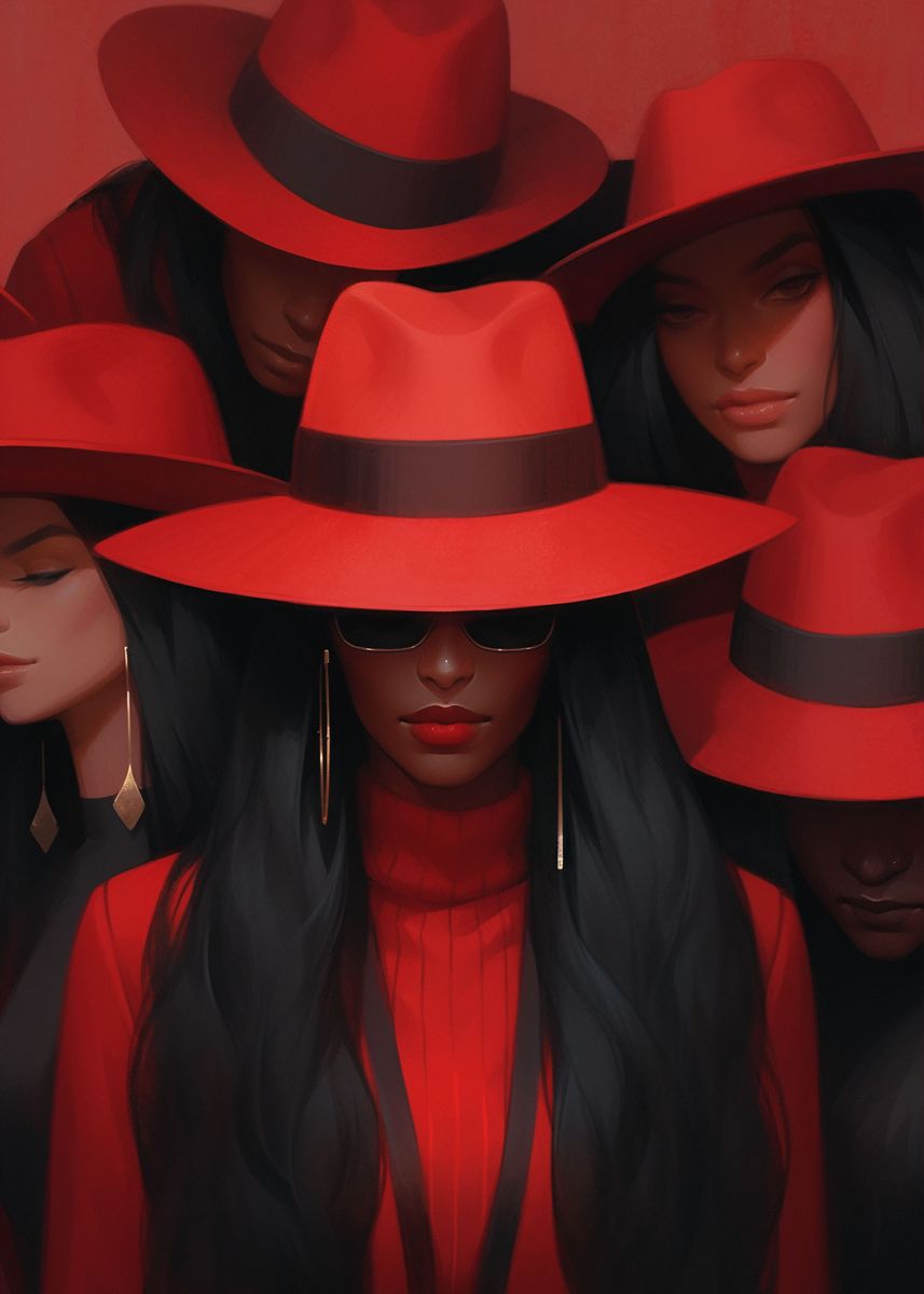 'Girls in Red ' Poster, picture, metal print, paint by Cybronauts ...